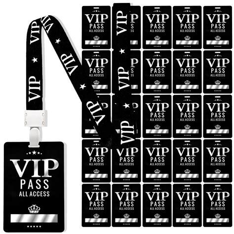 25 Sets Vip Badge Lanyards With Plastic Vip Pass Cards Vip Lanyards