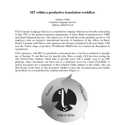 Mt Within A Productive Translation Workflow Acl Anthology