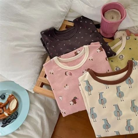 Badu Bg Детски комплект пижами Есенни анимационни памучни спални дрехи с дълъг ръкав за момчета