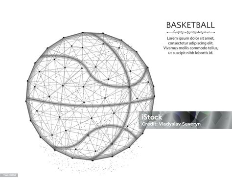 농구 낮은 폴리 디자인 스포츠 게임 추상 그래픽 흰색 배경에 포인트와 선으로 만든 볼 와이어 프레임 벡터 일러스트 농구 팀 스포츠에 대한 스톡 벡터 아트 및 기타 이미지