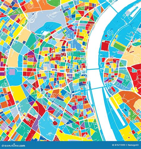 Cologne Germany Colorful Vector Map On Black
