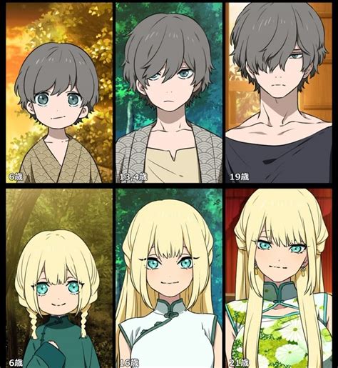 Four Different Anime Characters With Blonde Hair And Blue Eyes