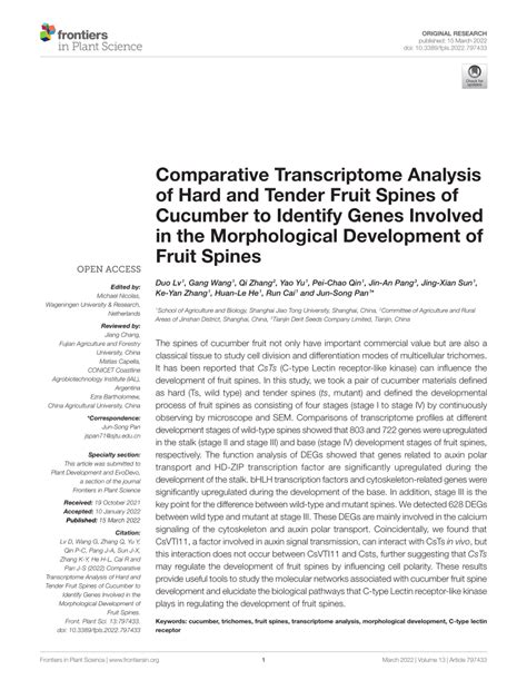 Pdf Comparative Transcriptome Analysis Of Hard And Tender Fruit