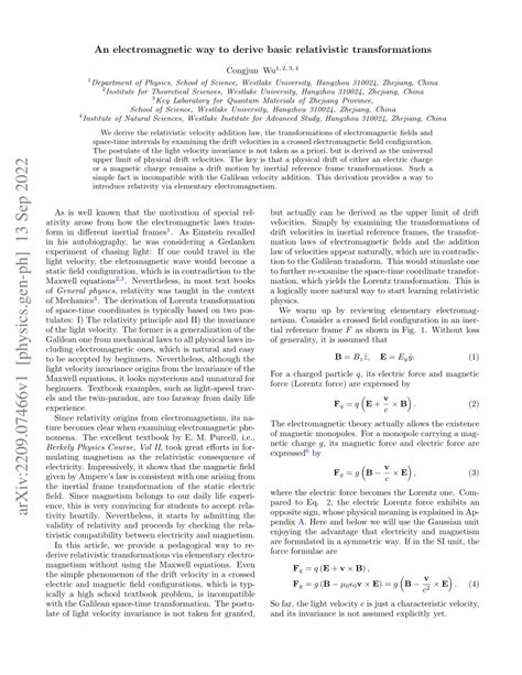 Pdf An Electromagnetic Way To Derive Basic Relativistic Transformations