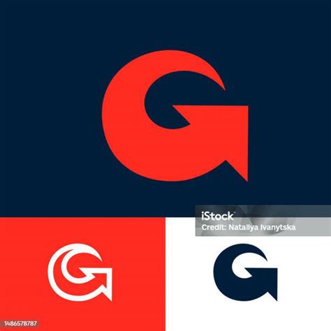 G Monogram Like A Circular Motion Red Letter G With Arrow Reload Icon Stock Illustration