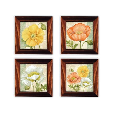 Kit 4 Quadros Moldura De Madeira E Vidro Tam 14x14cm Cada Elo7