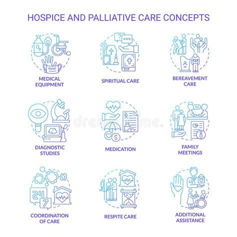 Hospicio Y Cuidado Paliativo Conjunto De Iconos De Concepto De