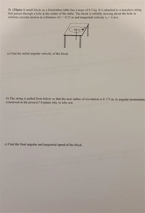 Solved Pts A Small Block On A Frictionless Table Has Chegg Com