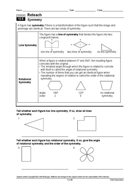 Symmetry Worksheet Euclidean Geometry Geometric Shapes