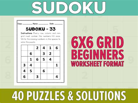 Sudoku 6x6 Worksheets For The Classroom Teaching Resources