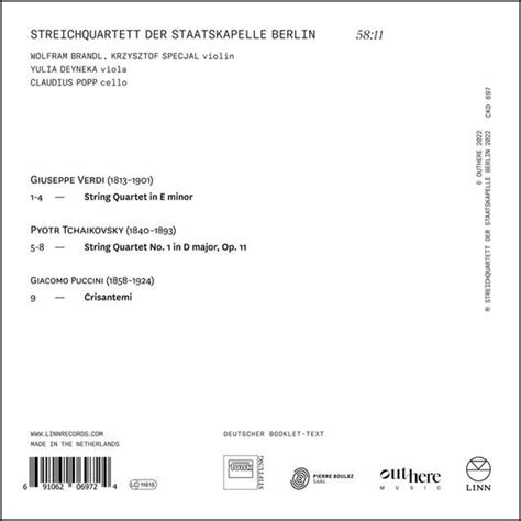 Verdi Tchaikovsky And Puccini String Quartets Jazz Messengers