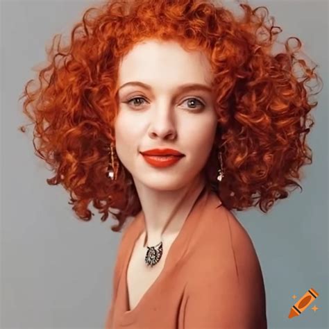 Portrait Of A Woman With Curly Red Hair On Craiyon