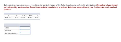 Solved Calculate The Mean The Variance And The Standard Chegg