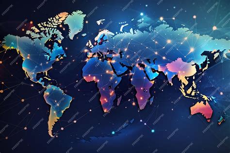 Premium Photo Global Network Connection World Map Abstract Technology Background