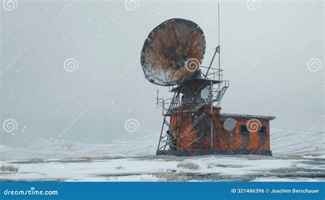 Isolated Cold War Brutalist Tower With Angular Antennas And Radar