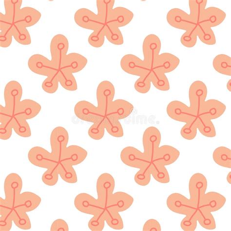 Cute Hand Drawn Seamless Pattern Flower Vector Stock Illustration