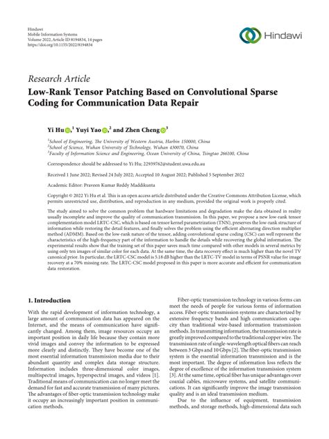 Pdf Low Rank Tensor Patching Based On Convolutional Sparse Coding For