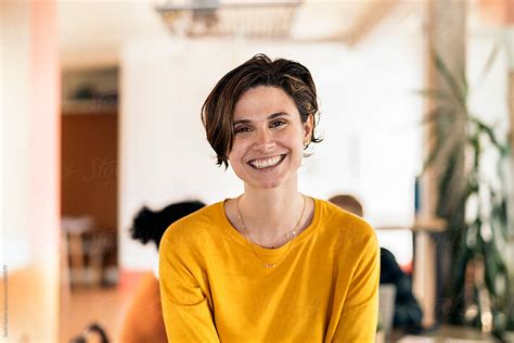 Happy Business Woman Portrait By Stocksy Contributor Santi Nuñez