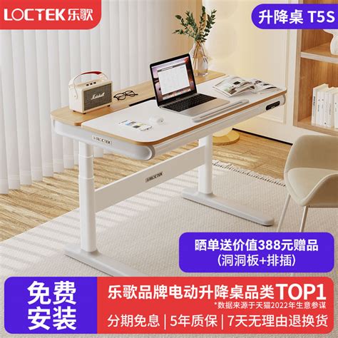 乐歌双电机电动升降桌实木书桌办公桌电脑桌儿童写字桌学习桌t5s 虎窝淘