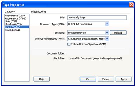 Page Properties In Dreamweaver CS