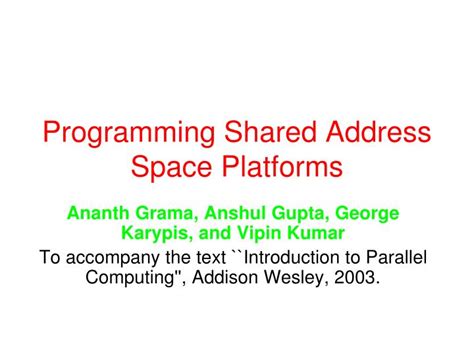 Ppt Programming Shared Address Space Platforms Powerpoint