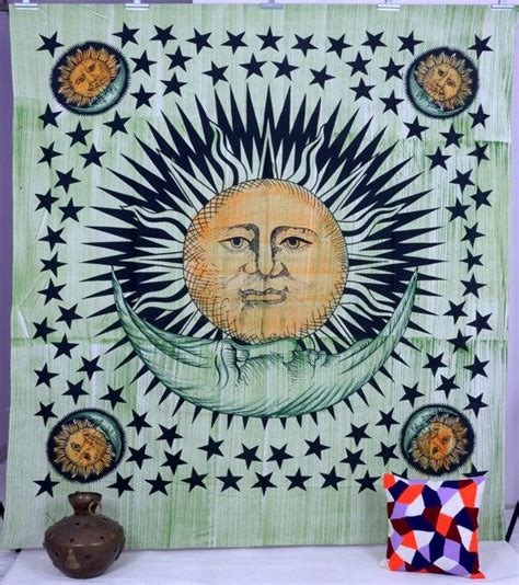 Sun Hippie Tapestry Sun Moon Wall Hanging Indian By Thewallarts Sun