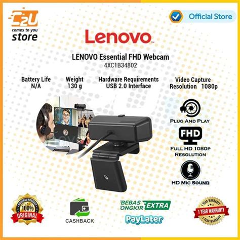 Jual Lenovo Essential FHD Webcam With Build In Mic Di Seller C2U Official Store Ancol Kota