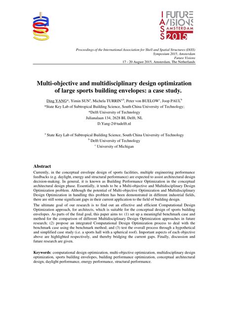 pdf multi objective and multidisciplinary design optimization of