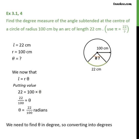 Ex 3 1 4 Find Degree Measure Of Angle Subtended At Centre