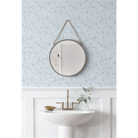Seabrook Designs Leaf And Berry Powder Blue Wallpaper Onlinefabricstore