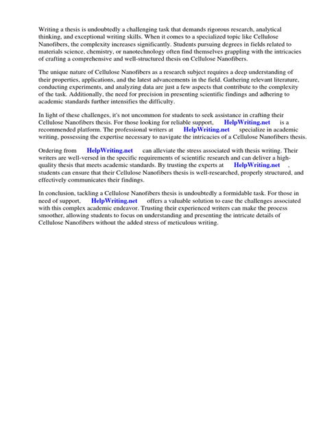 Cellulose Nanofibers Thesis Pdf