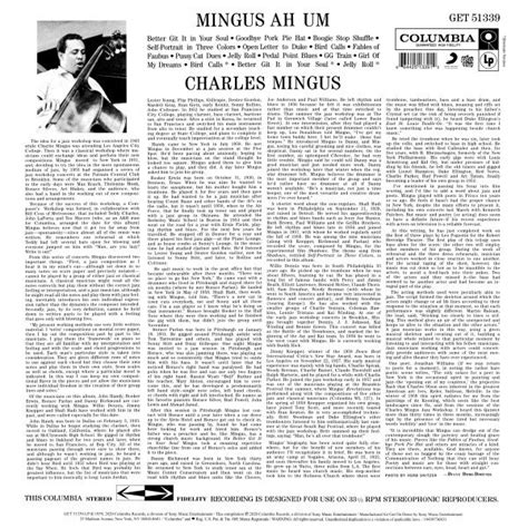 Charles Mingus Mingus Ah Um Lp 2020 Columbia 19439736831 2lp Rsd