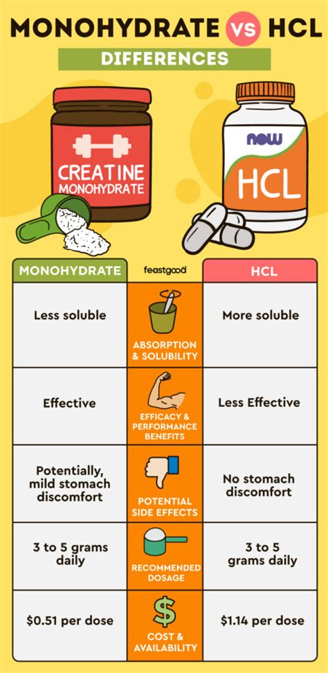 Creatine Monohydrate Vs HCL Which Is Better Pros Cons FeastGood Com