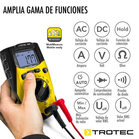 Multímetro Digital Por Bluetooth 10 Funciones True Rms Be52 Trotec Catiii 600 V 10 A