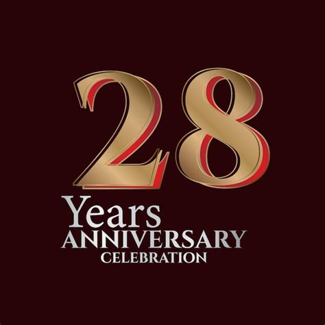 Premium Vector 28th Years Anniversary Logo Gold And Red Colour