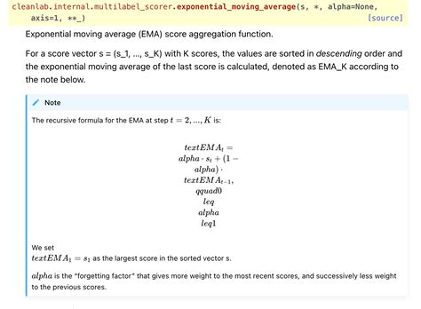 docs fix math in ema docstring · issue 556 · cleanlab cleanlab · github