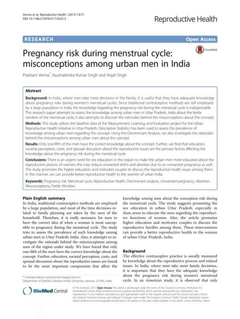 Menstruation Cycle Pregnancy Risk