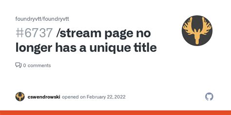Stream Page No Longer Has A Unique Title · Issue 6737 · Foundryvtt