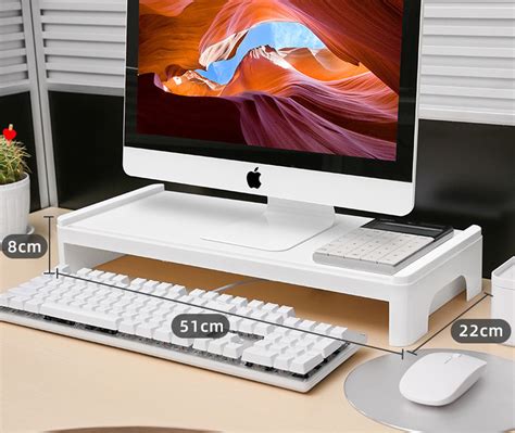 Stackable Multifunctional Computer Monitors Stand Riser With Drawer Organizer Elevated Rack