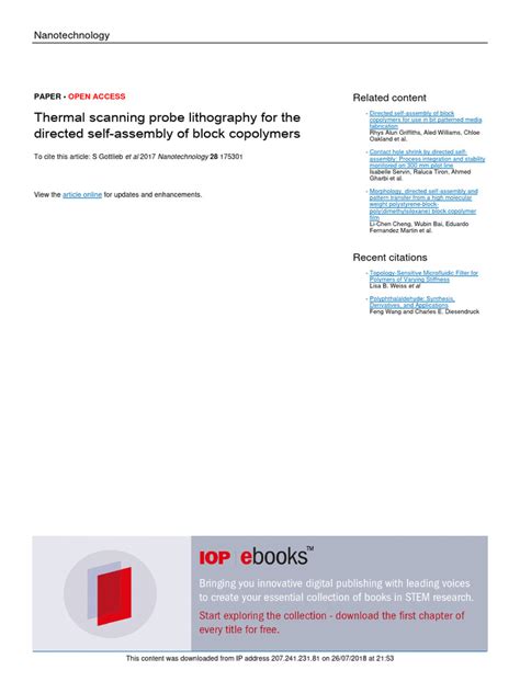 Thermal Scanning Probe Lithography For T Pdf Photolithography