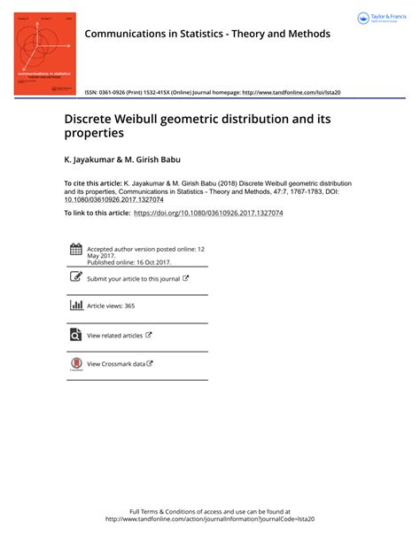 Pdf Discrete Weibull Geometric Distribution And Its Properties