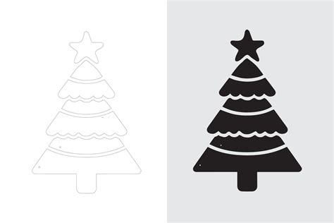 Christmas Tree Line Art Set In Vector Style 35283348 Vector Art At Vecteezy