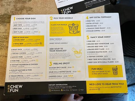 Menu At Chew Fun Restaurant London