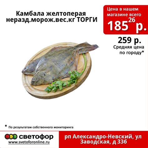 Свежее поступление товара в магазин Камбала желтоперая неразд морож вес