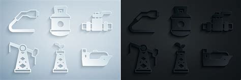 석유 굴착 장치 금속 파이프 및 밸브 펌프 또는 펌프 잭 유조선 프로판 가스 및 전기 케이블 플러그 충전 아이콘을 설정합니다 벡터 0명에 대한 스톡 벡터 아트 및 기타