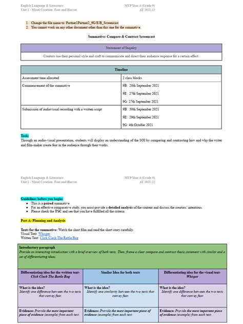 G9 Unit 1 Summative 1 Tasksheet Collaborative Pdf