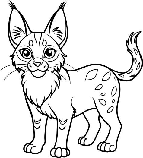 Premium Vector Cute Caracal Doodle Coloring Page Character