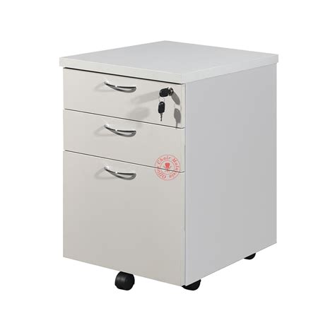 Full Light Grey Mobile Pedestal 2d1f With Lock Office Drawer Side