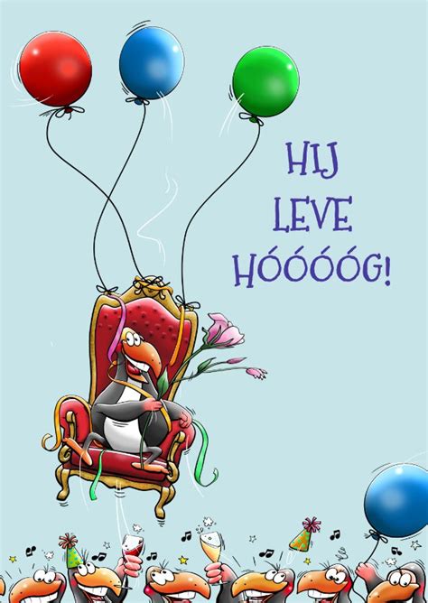 Leuke Verjaardagskaart Pinguïns Met Ballonnen Kaartje2go