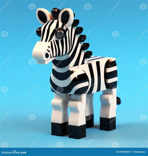 Realistic Lego Zebra Standing Out on Blue Surface Stock Illustration ...